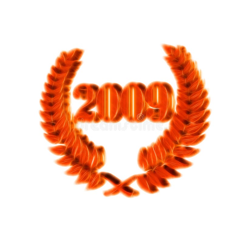 Nummer 2009 Mit Lorbeerkranz Oder Ehrenkranz Als 3dillustration ...