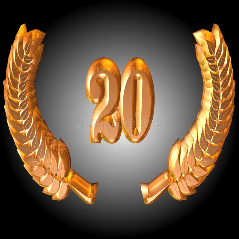 Nummer 20 Mit Lorbeerkranz Oder Ehrenschaden Als 3dillustration ...