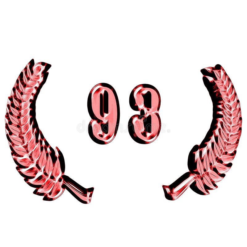 Nummer 93 Mit Lorbeerkranz Oder Ehrenschaden Als 3dillustration ...