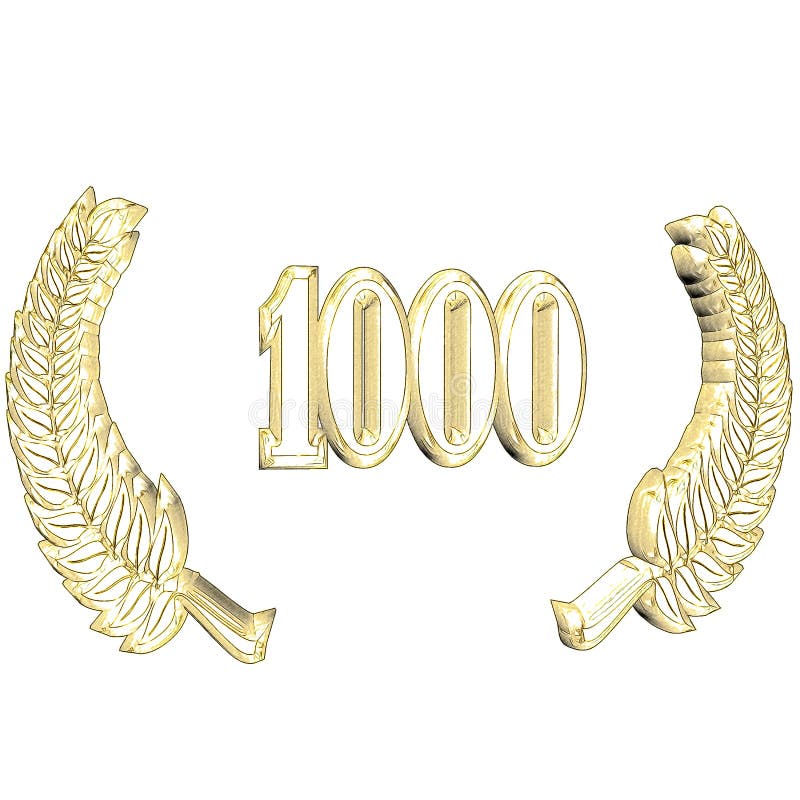 Nummer 1000 Mit Lorbeerkranz Oder Ehrenschaden Als 3dillustration ...