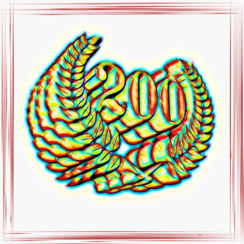 Nummer 200 Mit Lorbeerkranz Oder Ehrenschaden Als 3dillustration ...