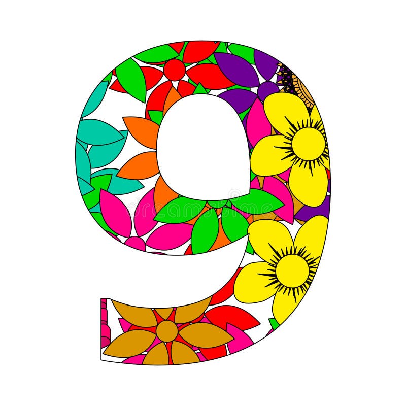 Nummer Negen In Witte Kleur Wordt Vertegenwoordigd Streek Op Een ...