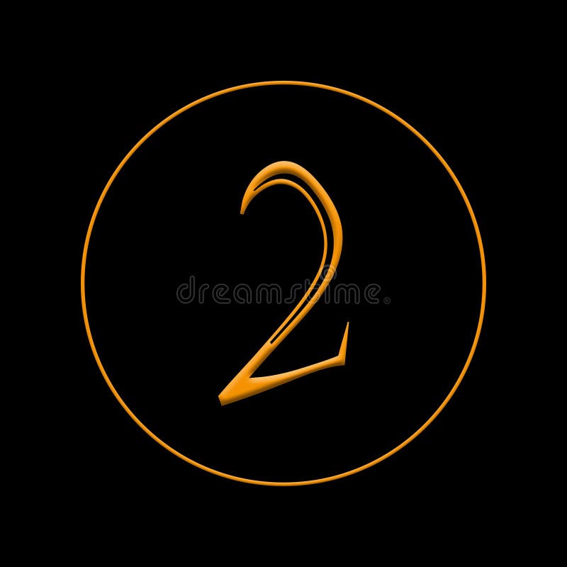 Nummer Zwei Der Orange Auf Schwarzem Hintergrund Stock Abbildung ...