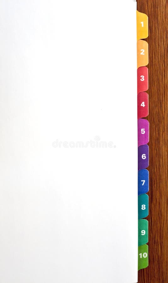 Nummerierte Und Bunte Tabulatorteiler Stockbild - Bild von bericht ...