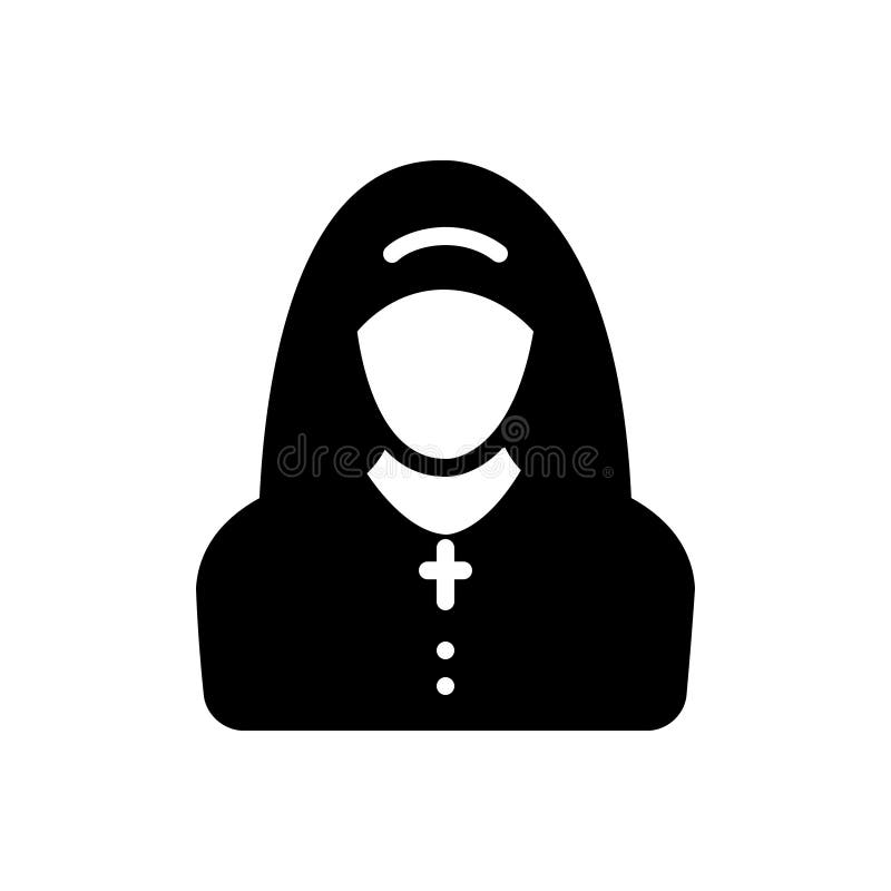 Black Solid Icon for Nun, Sister and Avatar Stock Vector - Illustration ...