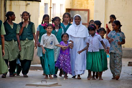 Nun with Orphan Children in India Editorial Stock Image - Image of ...