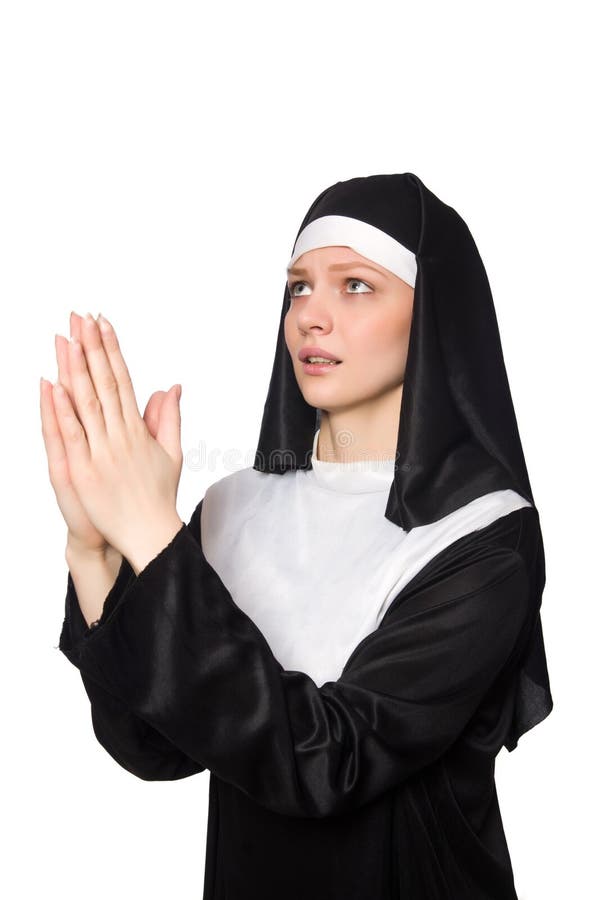Nun on the White Background Stock Photo - Image of holy, feminine: 70951608