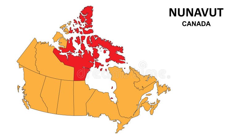 Nunavut Map is Highlighted on the Canada Map with Detailed State and ...