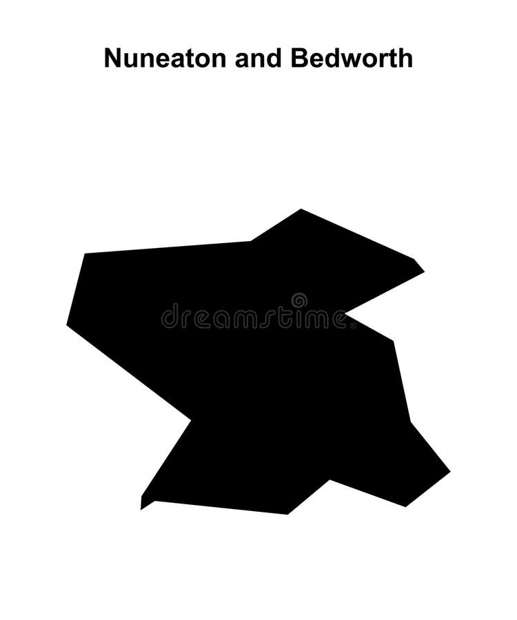 Nuneaton and Bedworth Outline Map Stock Vector - Illustration of ...
