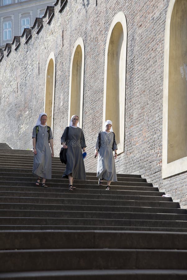Nuns Walk in the Gardens of the Sanctuary of Lourdes Editorial Image ...