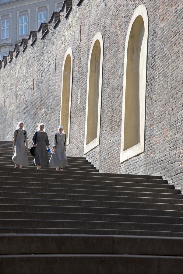 Nuns Walk Downstairs the Castle Prague Editorial Stock Photo - Image of ...