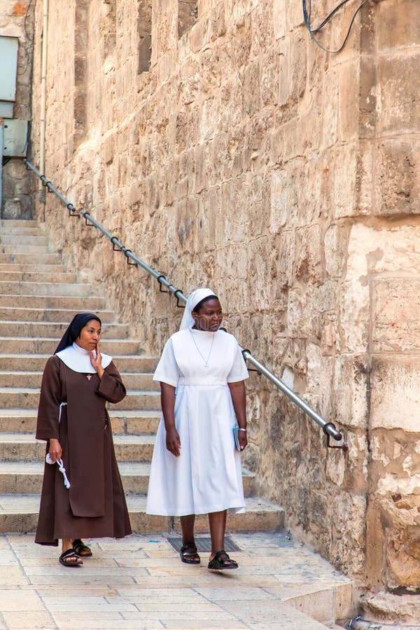 Nuns Walking Down the Street Editorial Stock Image - Image of jerusalem ...
