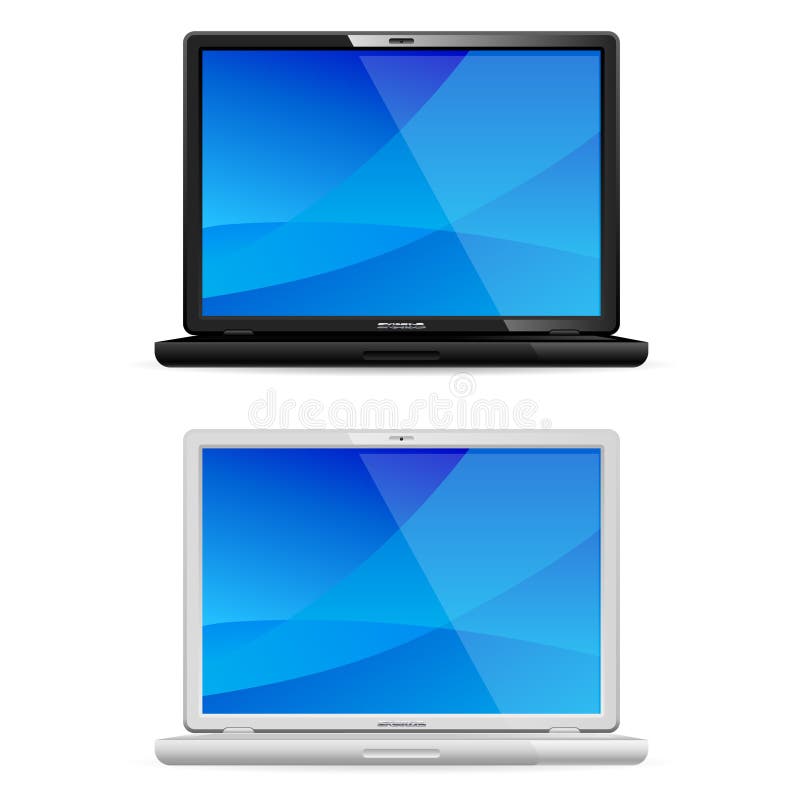 Nuovo laptop bianco e nero illustrazione vettoriale. Illustrazione di ...