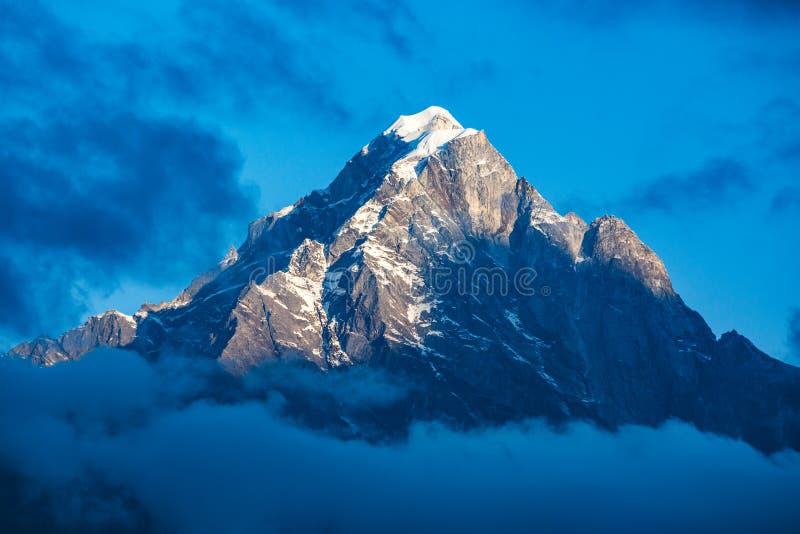 Nupla Mount. View from Lukla Stock Image - Image of mountain, sunrise ...