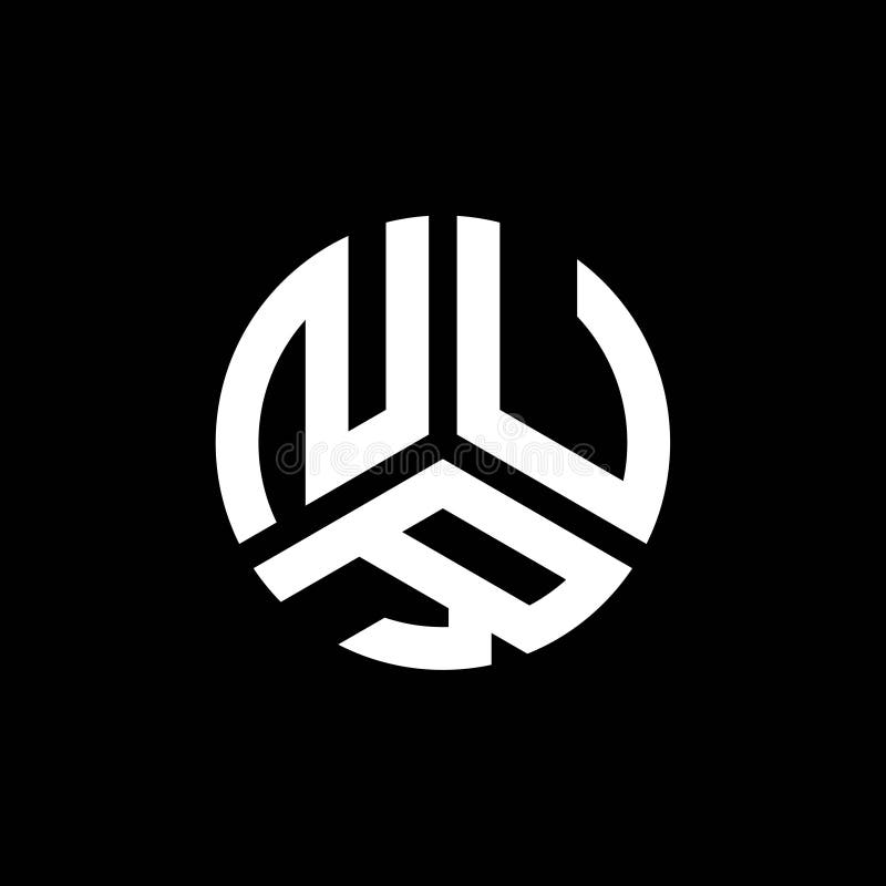 NUR Letter Logo Design on Black Background. NUR Creative Initials ...