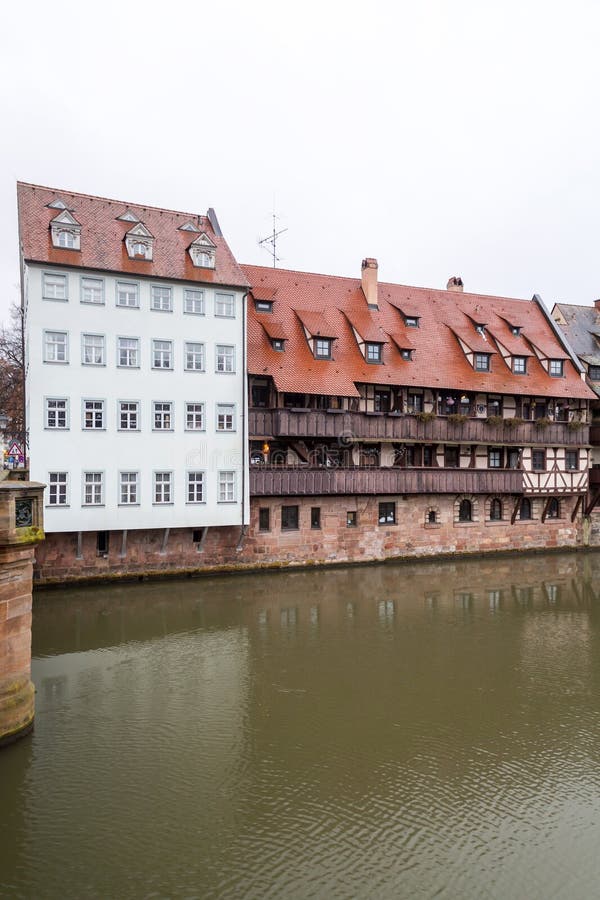 Typical German Half-timbered Architecture Along the Pegnitz River in ...