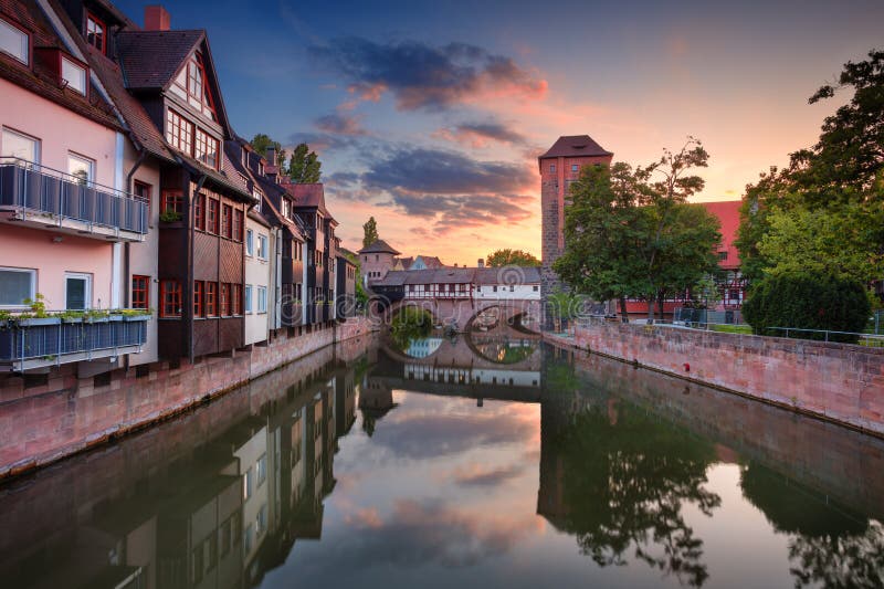 Nuremberg, Germany at Spring Sunset. Stock Image - Image of outdoors ...