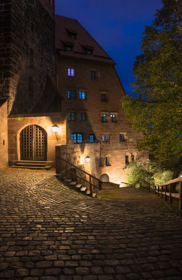 Nuremberg Castle In The Night -Germany Stock Photo - Image of hauses ...