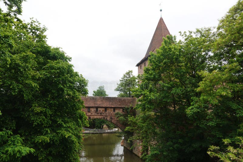Schlayer Tower in Old Fortification in Nuremberg, Germany Stock Image ...