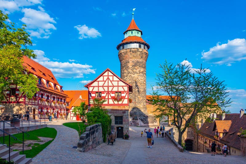 Nurnberg, Germany, August 9, 2022: Courtyard of Kaiserburg Castl ...