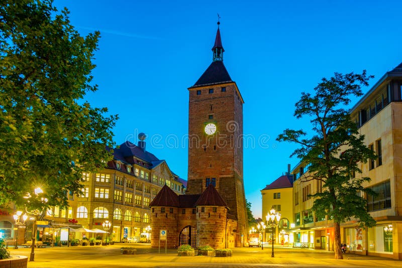 Nurnberg, Germany, August 11, 2022: Night View of the Weisser Tu ...