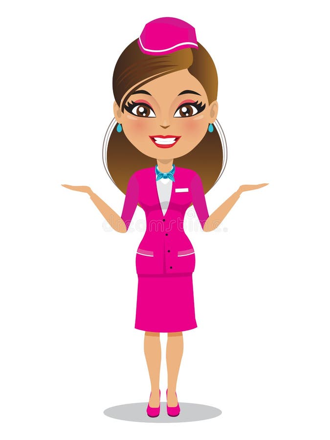 An Air Hostess is Smiling in Her Uniform - Vector Stock Illustration ...