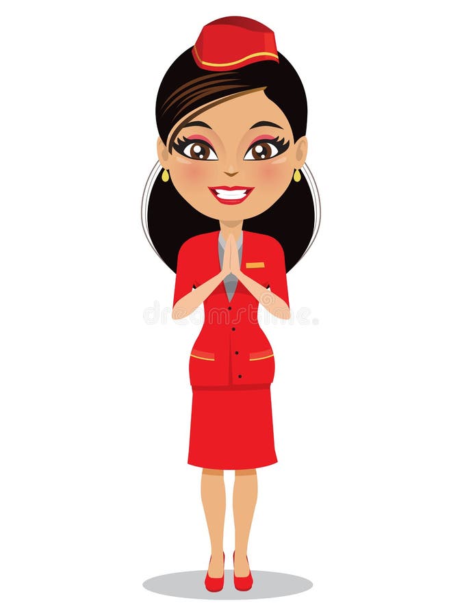 An Air Hostess is Smiling in Her Uniform - Vector Stock Illustration ...