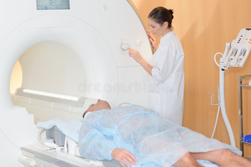 Nurse Activating Mri Scanner Stock Image - Image of medical, laboratory ...