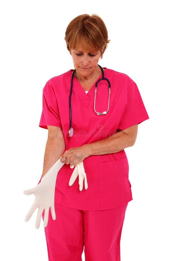 Nurse Applying Rubber Gloves Stock Image - Image of rubber, medic: 15826833