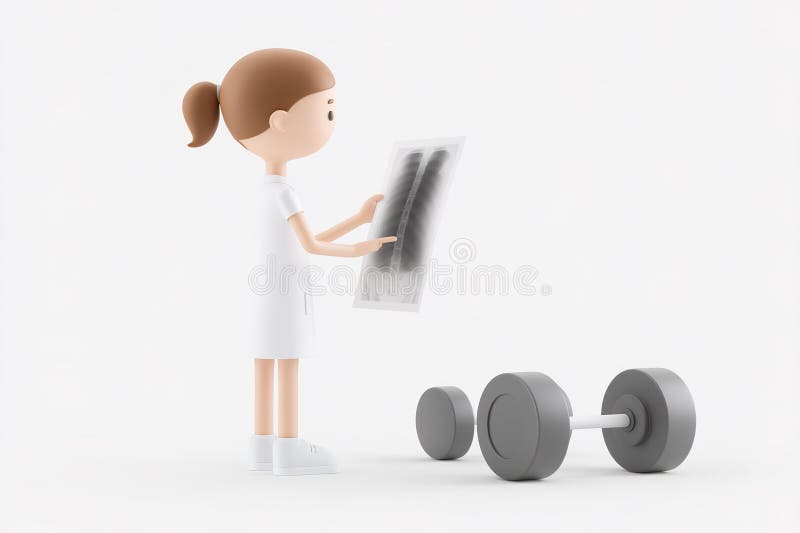Nurse Analyzing X-ray while Weights are Nearby in a Modern Medical ...