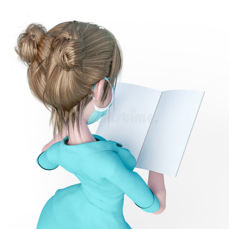Nurse Cartoon is Reading the Chart in White Background with Copy Space ...