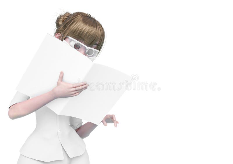 Nurse Cartoon is Reading the Chart in White Background with Copy Space ...