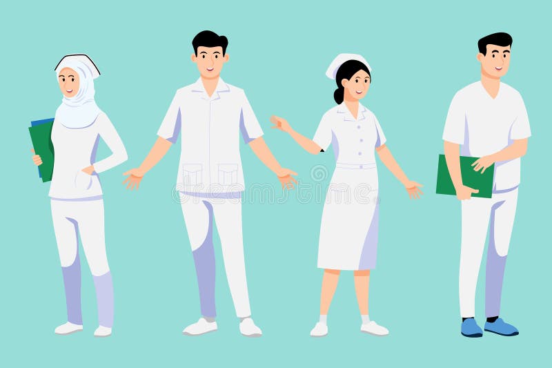 Nurse character set stock vector. Illustration of muslim - 392164431