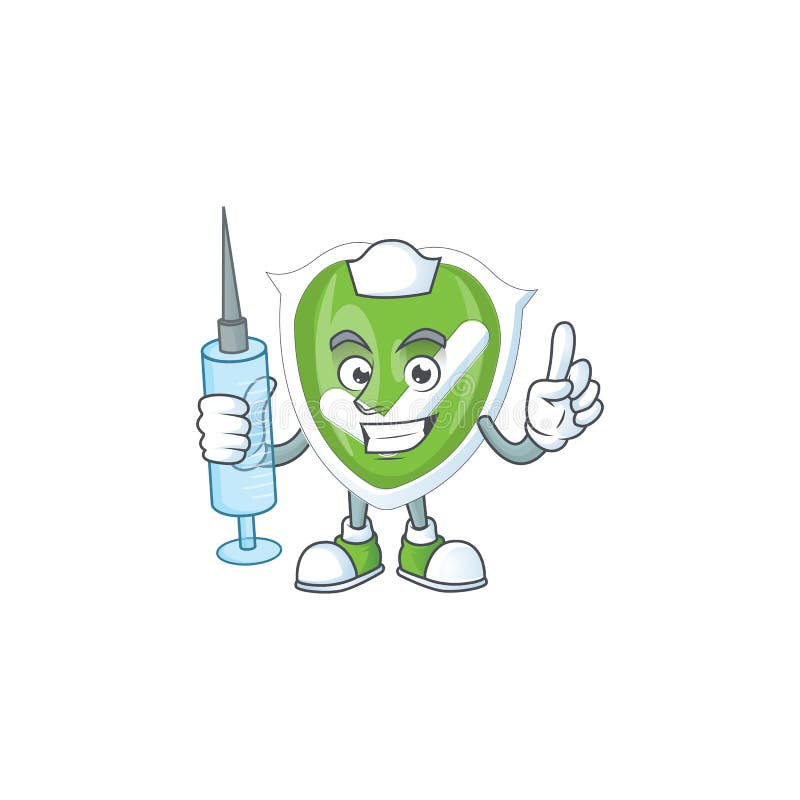 Nurse Checkmark Shield with Character a Mascot Stock Vector ...