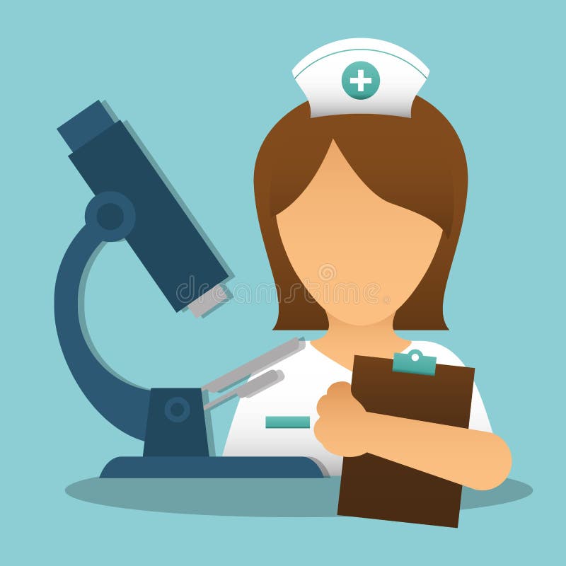 Nurse Clipboard Medical Microscope Stock Illustration - Illustration of ...