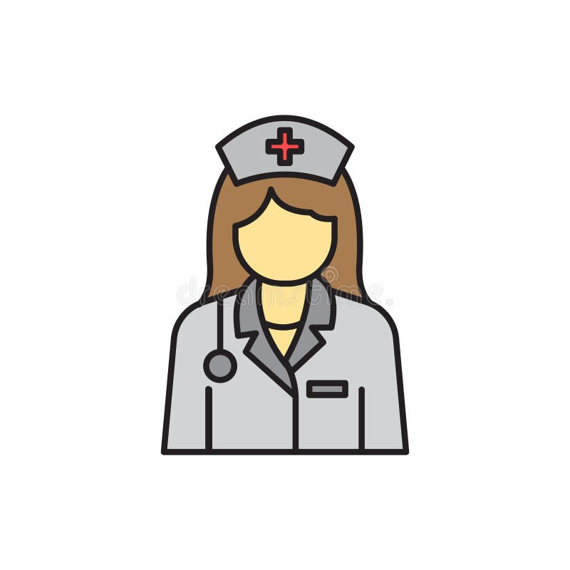 Nurse Colored Vector Icon on White Background Stock Vector ...