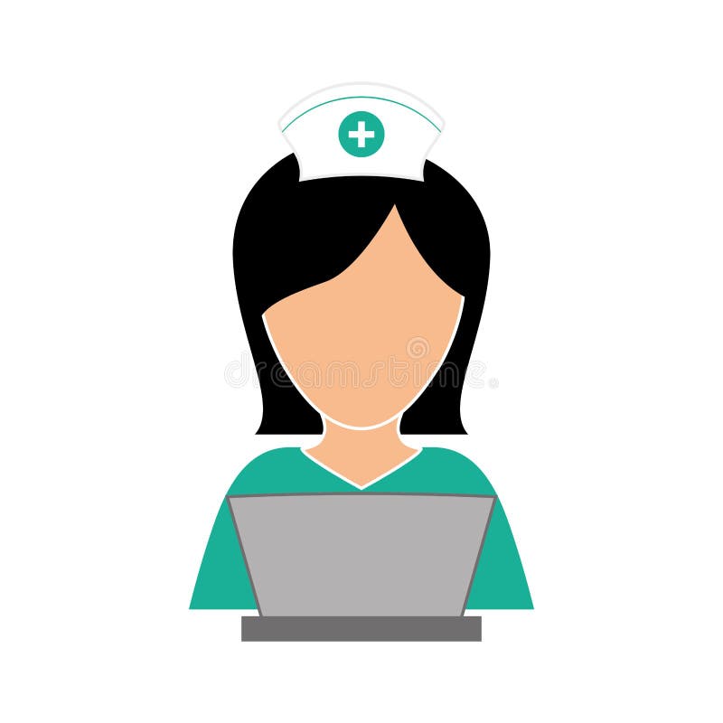 Nurse in Computer Icon Image Stock Illustration - Illustration of ...