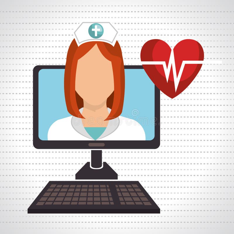 Nurse Computer Service Health Stock Illustration - Illustration of ...