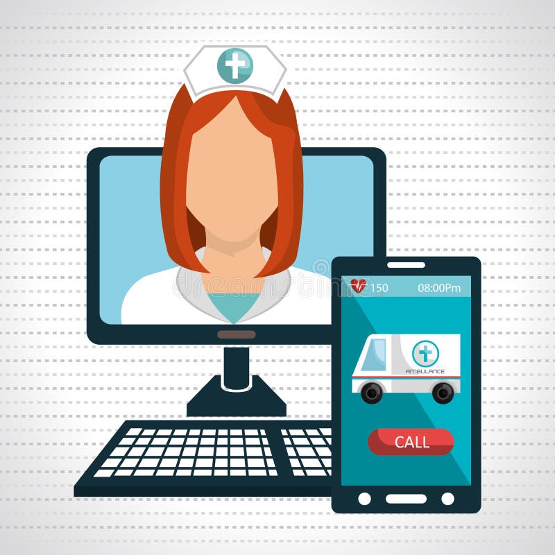 Nurse Computer Service Health Stock Illustration - Illustration of ...
