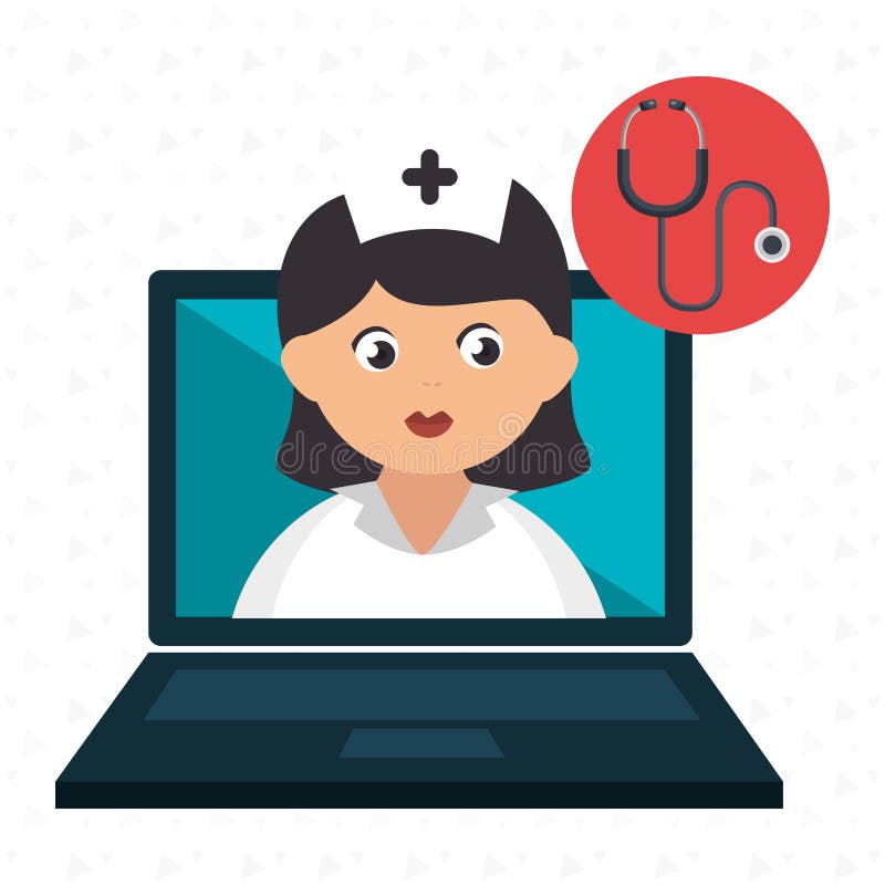 Nurse Computer Service Health Stock Illustration - Illustration of ...