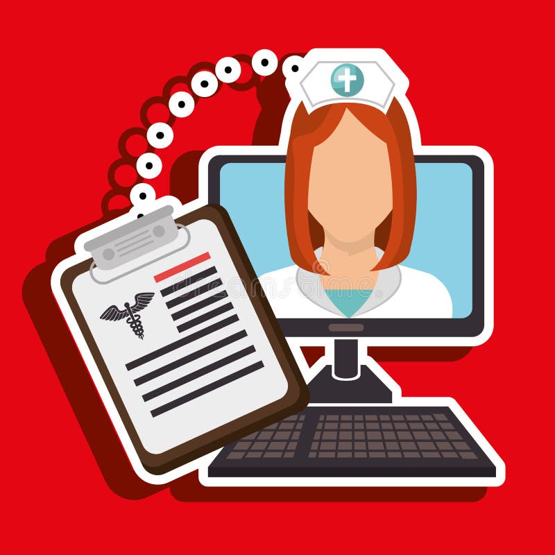 Nurse Computer Service Health Stock Illustration - Illustration of ...