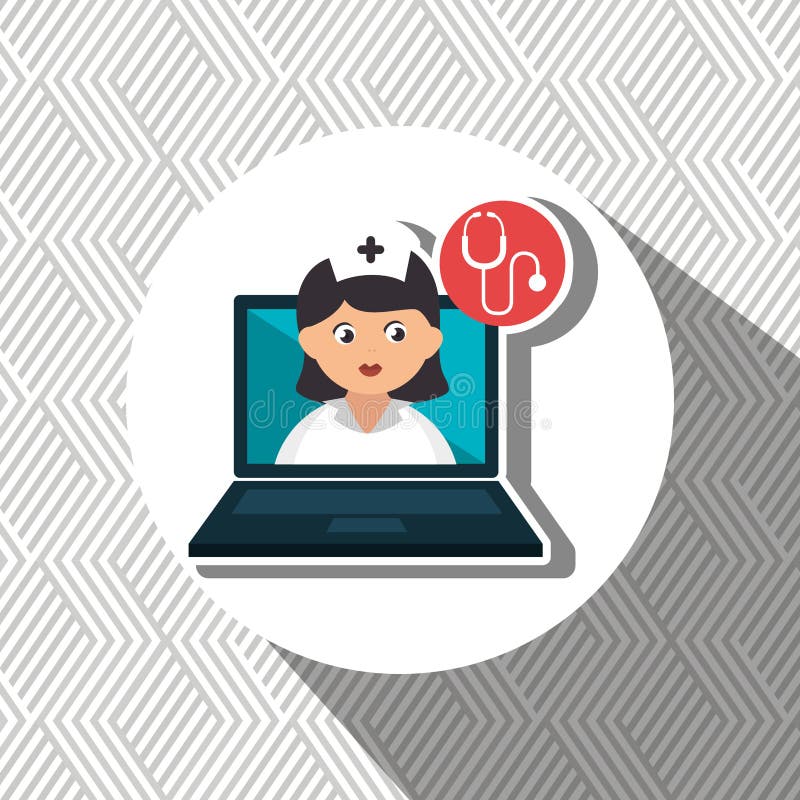 Nurse Computer Service Health Stock Illustration - Illustration of ...