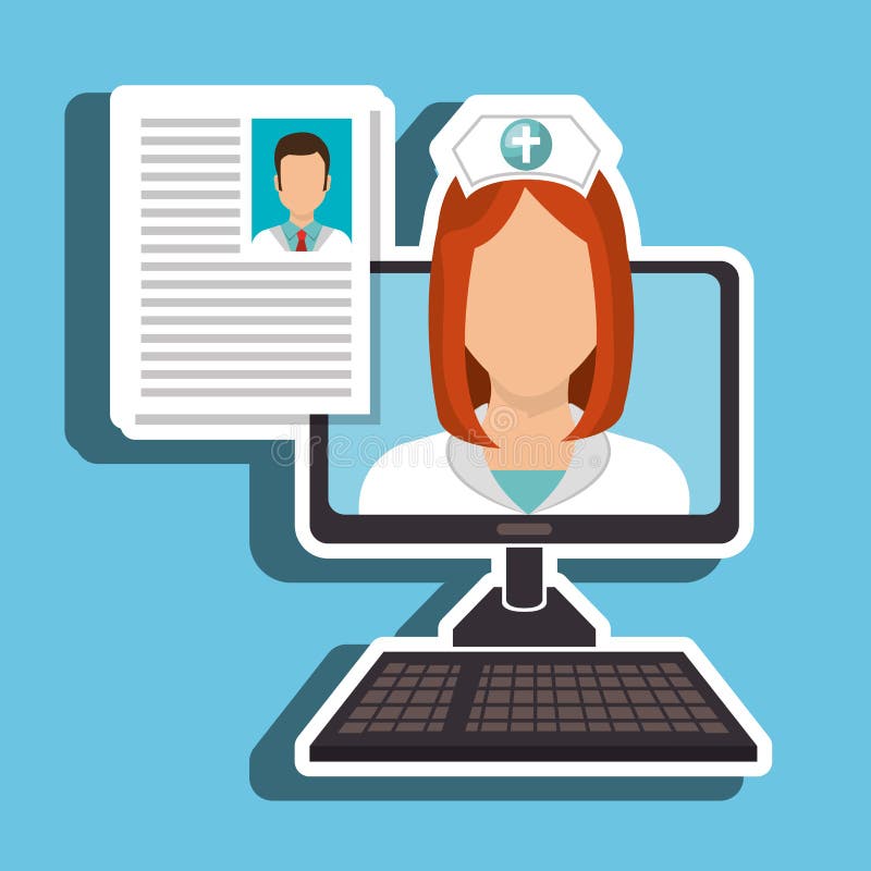 Nurse Computer Service Health Stock Illustration - Illustration of ...