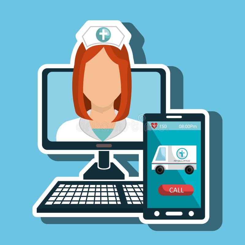 Nurse Computer Service Health Stock Illustration - Illustration of ...