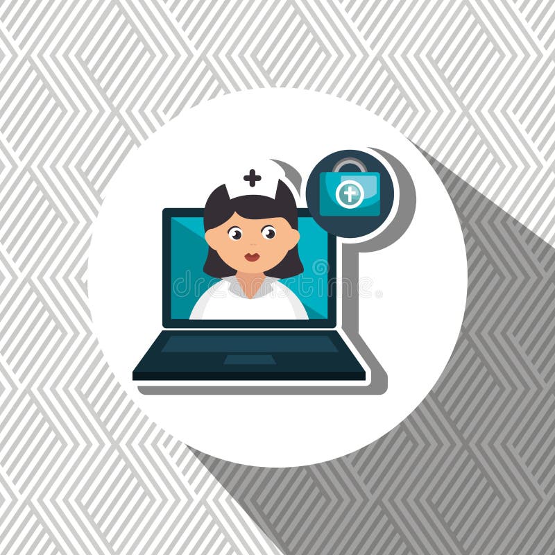 Nurse Computer Service Health Stock Illustration - Illustration of ...