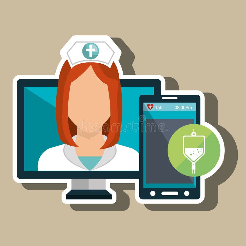 Nurse Computer Service Health Stock Illustration - Illustration of ...