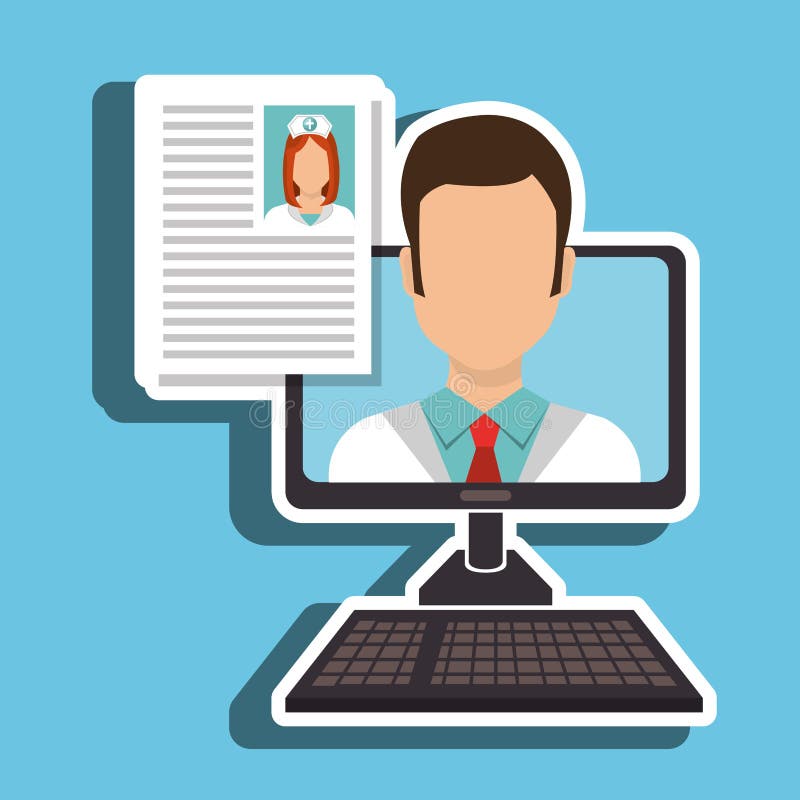 Nurse In Computer Icon Image Stock Illustration - Illustration of ...