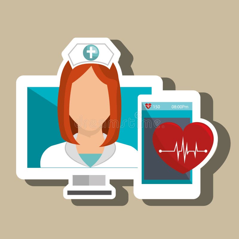 Nurse Computer Service Health Stock Illustration - Illustration of care ...