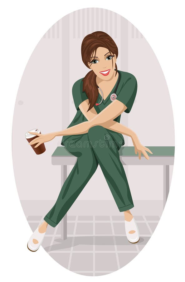 Nurse with a Cup of Coffee. Stock Vector - Illustration of assistant ...