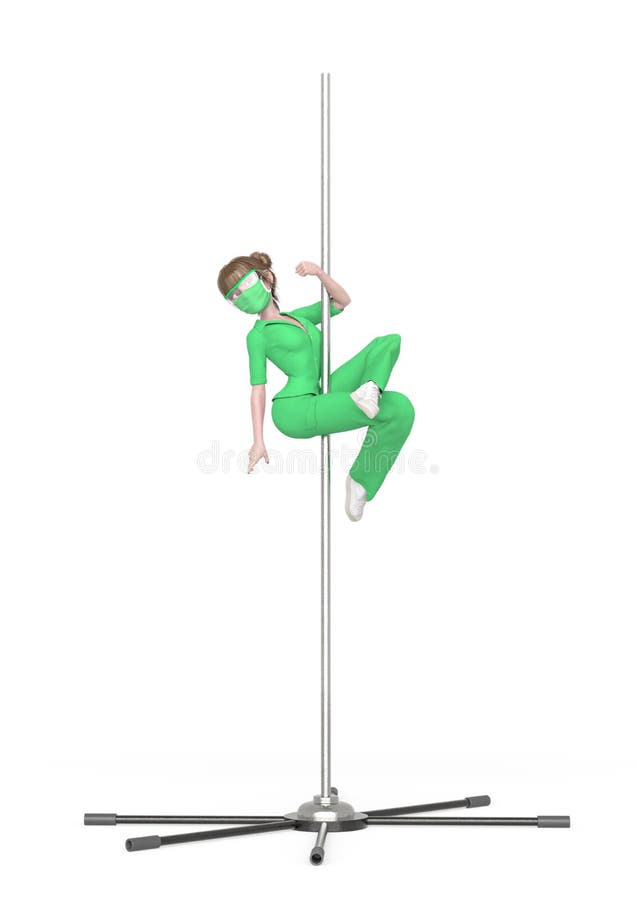 Nurse Girl is Doing Some Exercise on a Pole Dance Bar Full View Stock ...